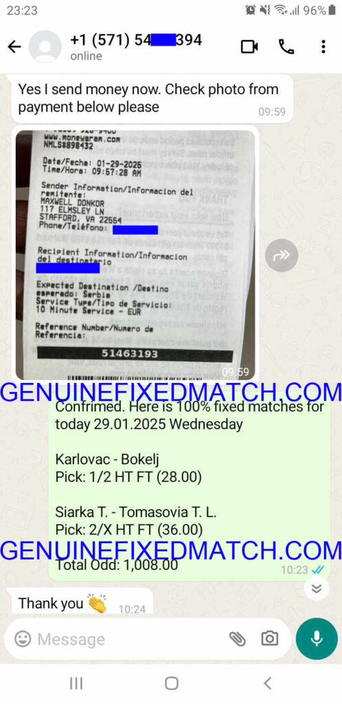 Fixed Matches Proof's - GENUINE FIXED MATCH 100% SURE